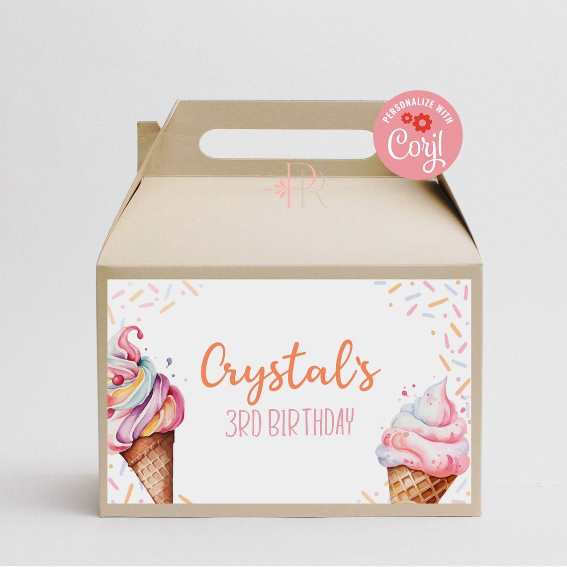 Ice Cream Gable Box Label: Editable Candy Box Template (PDF) - Etsy