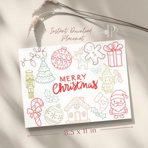 Christmas Kids Coloring Placemat/activity Sheet, Instant Download 8.5 X ...