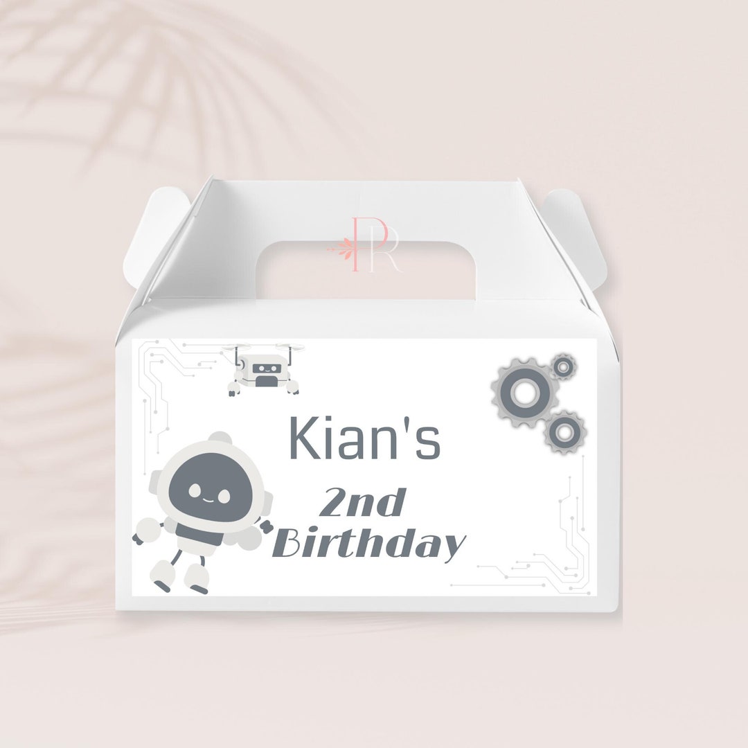 Robot Birthday Candy Box Label: Editable Corjl Template (PNG, JPG, PDF ...