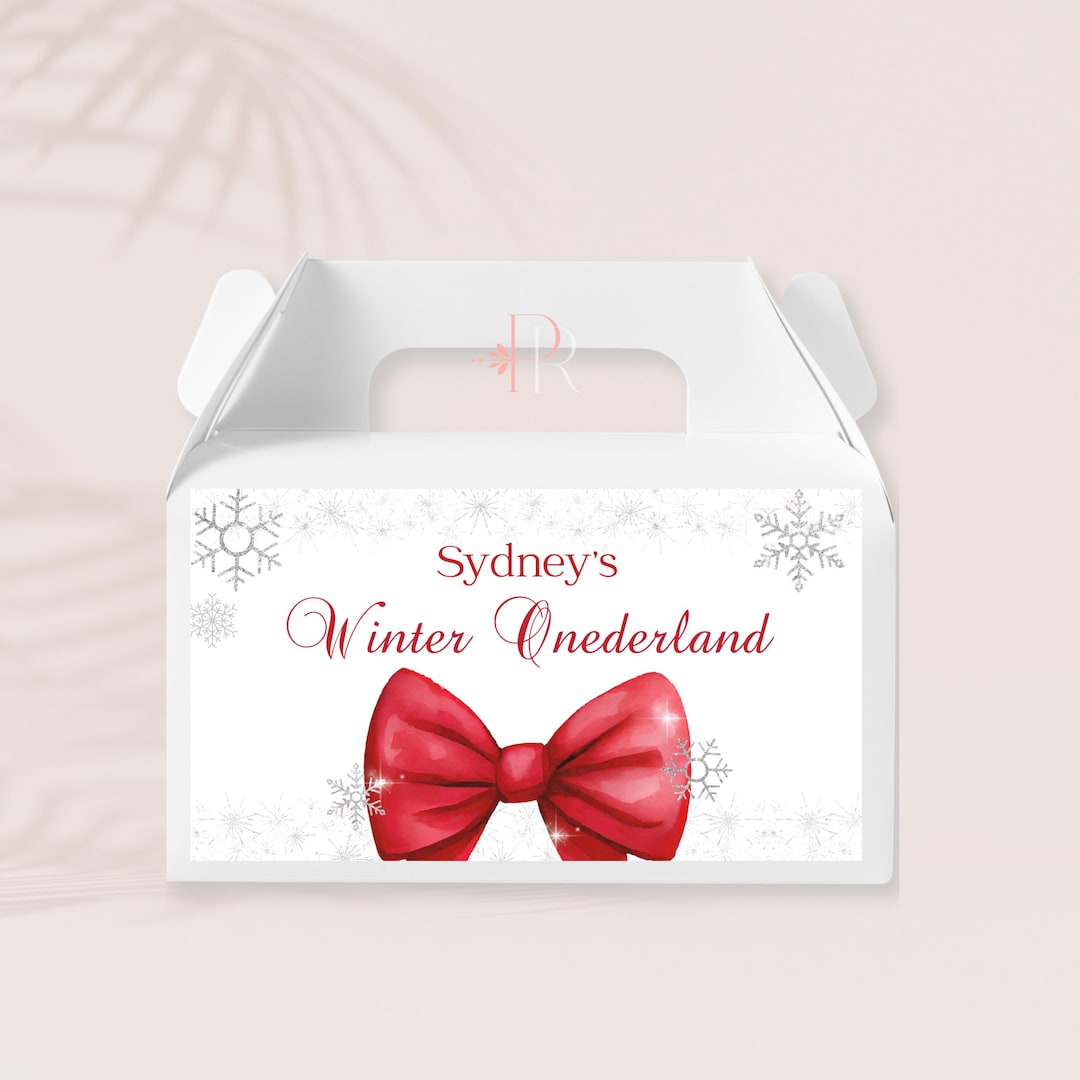 Winter Wonderland Red Bow Candy Box Label. Editable in Corjl and Save ...