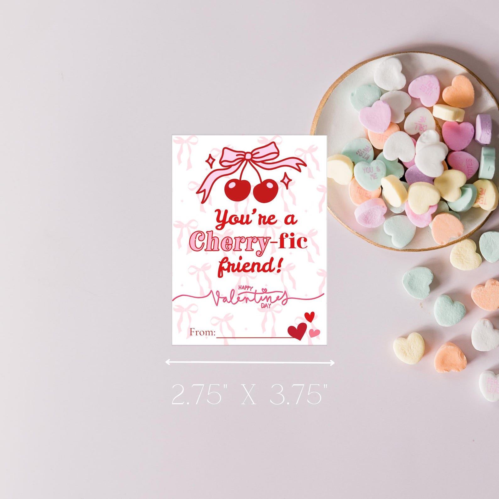 Cherry on Top Valentine's Day Cards, 2.75inx3.75 INSTANT DOWNLOAD, Pdf ...