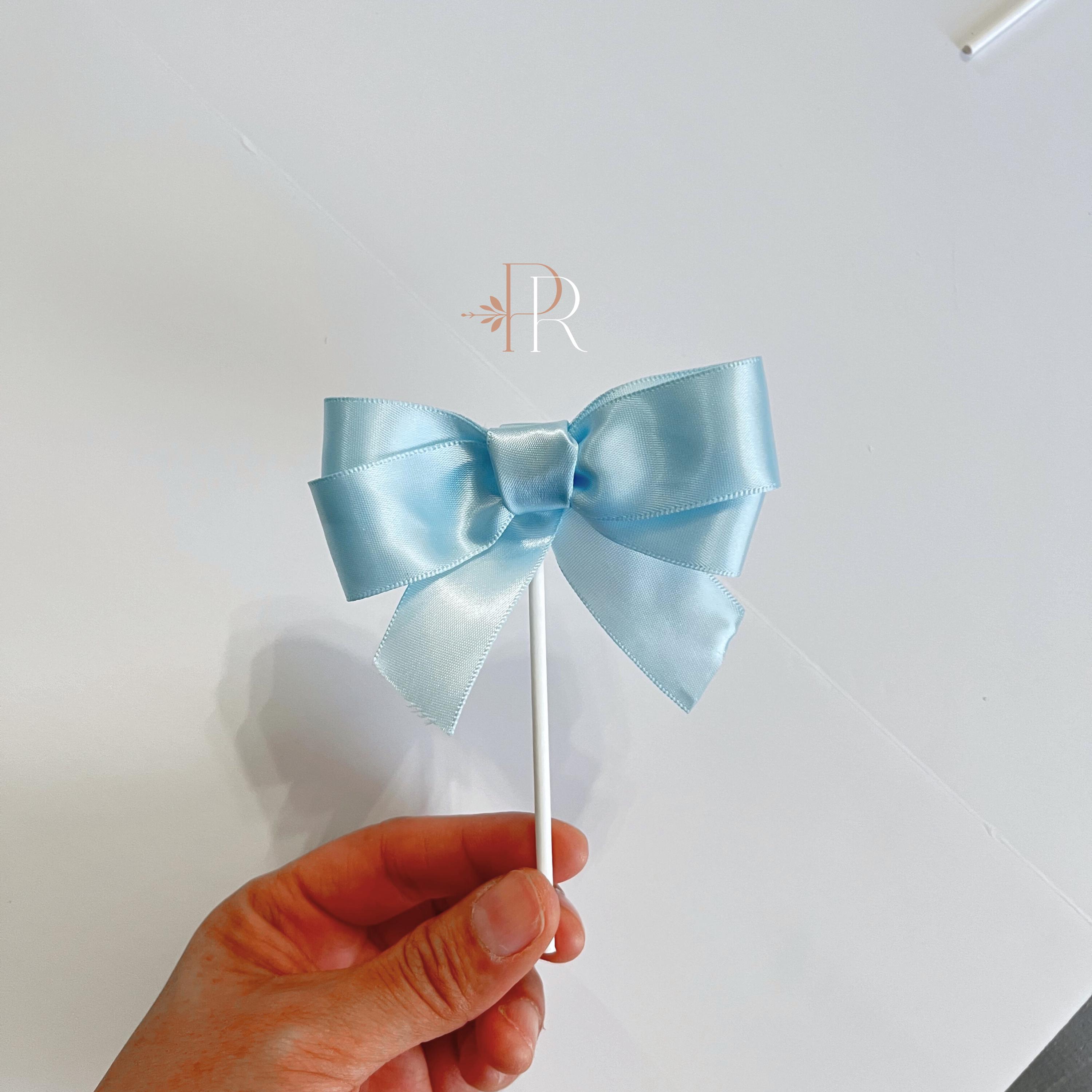 Baby Blue Ribbon Bow Cupcake Toppers, Handmade Set of 12 - Etsy