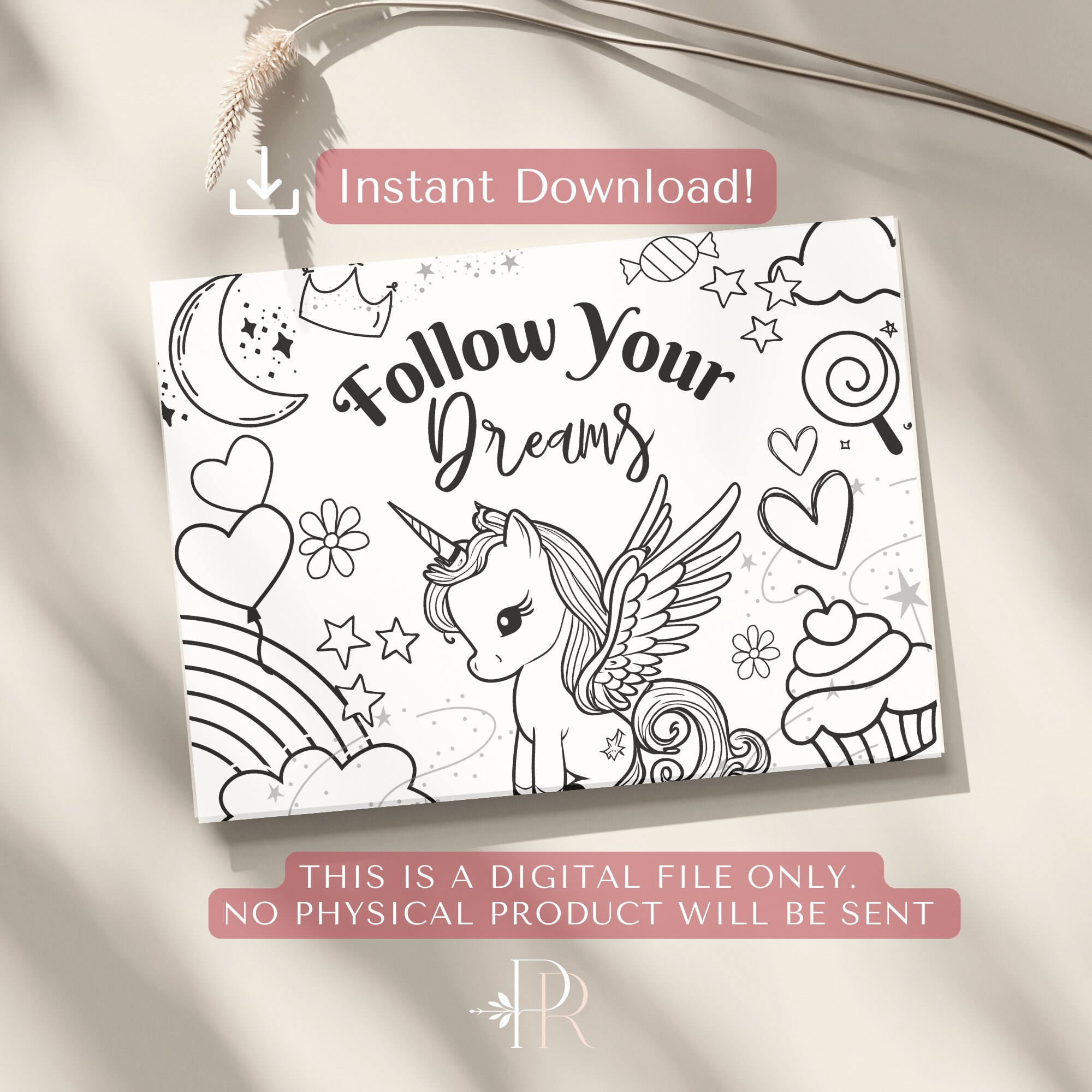 Unicorn Party Printable Coloring Activity Mat for Kids, Instant ...