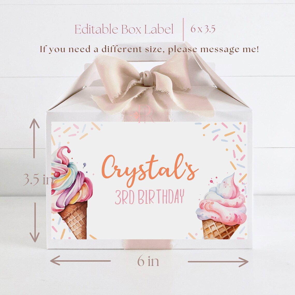 Ice Cream Gable Box Label: Editable Candy Box Template (PDF) - Etsy