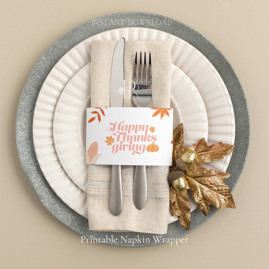 Thanksgiving Napkin Wrapper, Printable, Instant Download, Kids Table, 8 ...