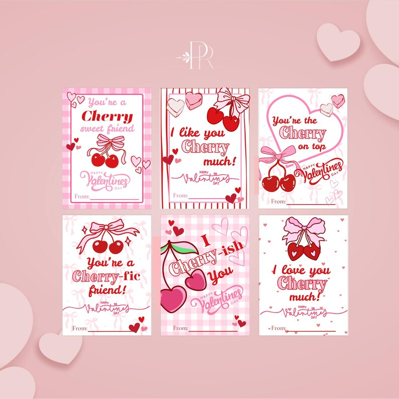 Cherry on Top Valentine's Day Cards, 2.75inx3.75 INSTANT DOWNLOAD, Pdf ...