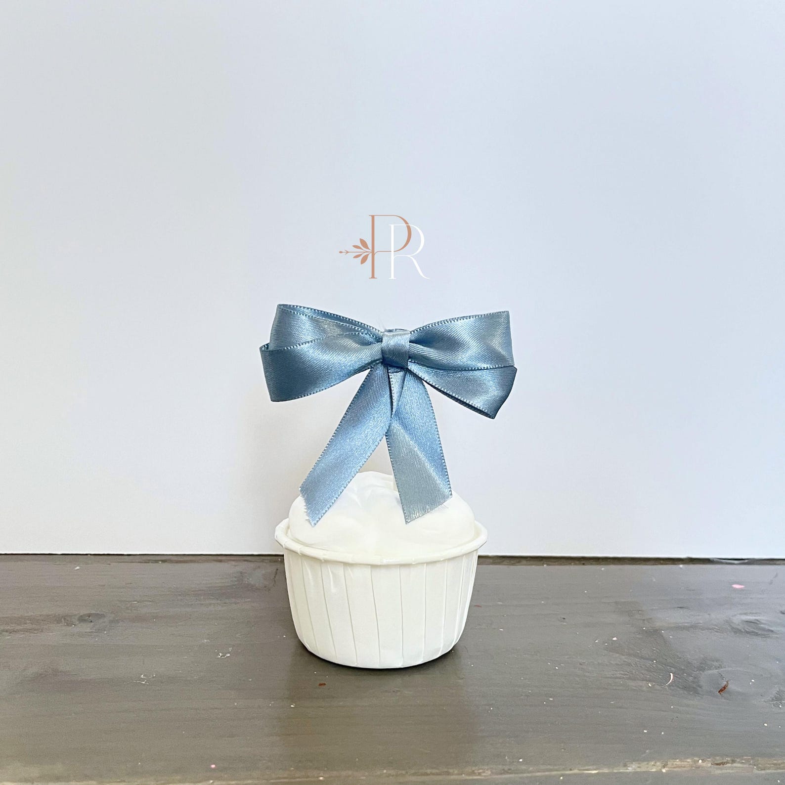 Blue Ribbon Bow Cupcake Toppers Dusty Blue, Handmade Set of 12 - Etsy