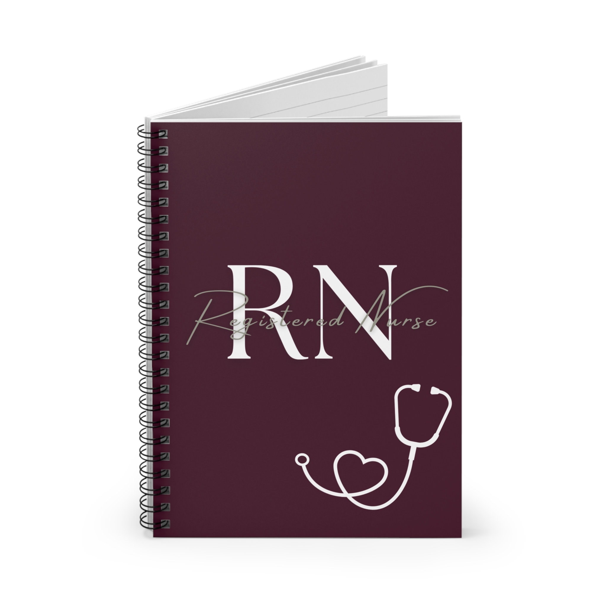 RN Spiral Notebook in Maroon | Journal | Spiral Bound Notebook | Ruled ...