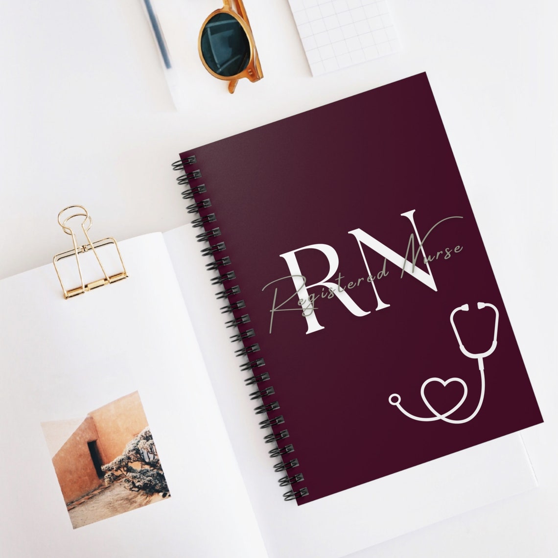 RN Spiral Notebook in Maroon | Journal | Spiral Bound Notebook | Ruled ...