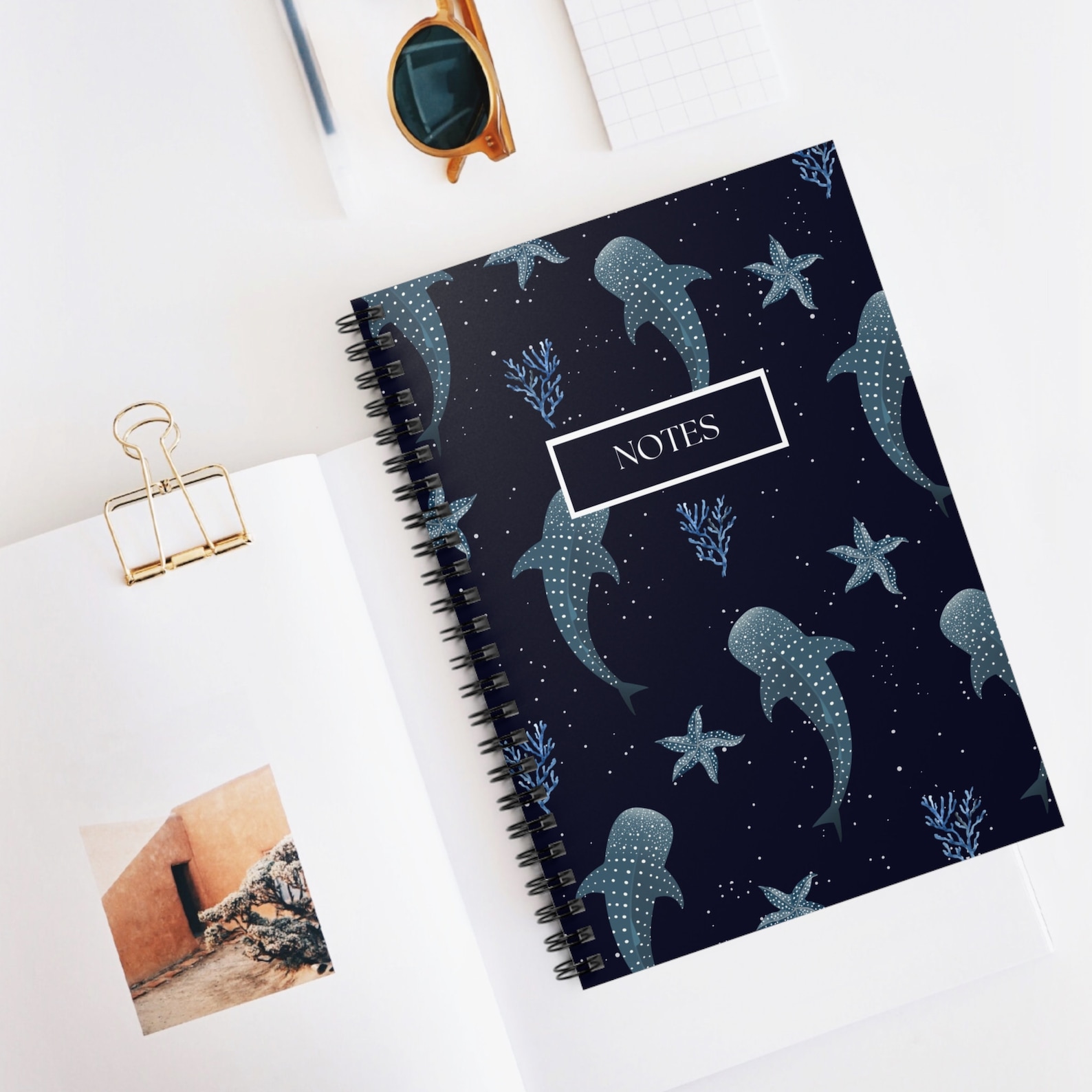 Navy Whale Shark Spiral Notebook | Journal | Ruled Line Paper | School ...