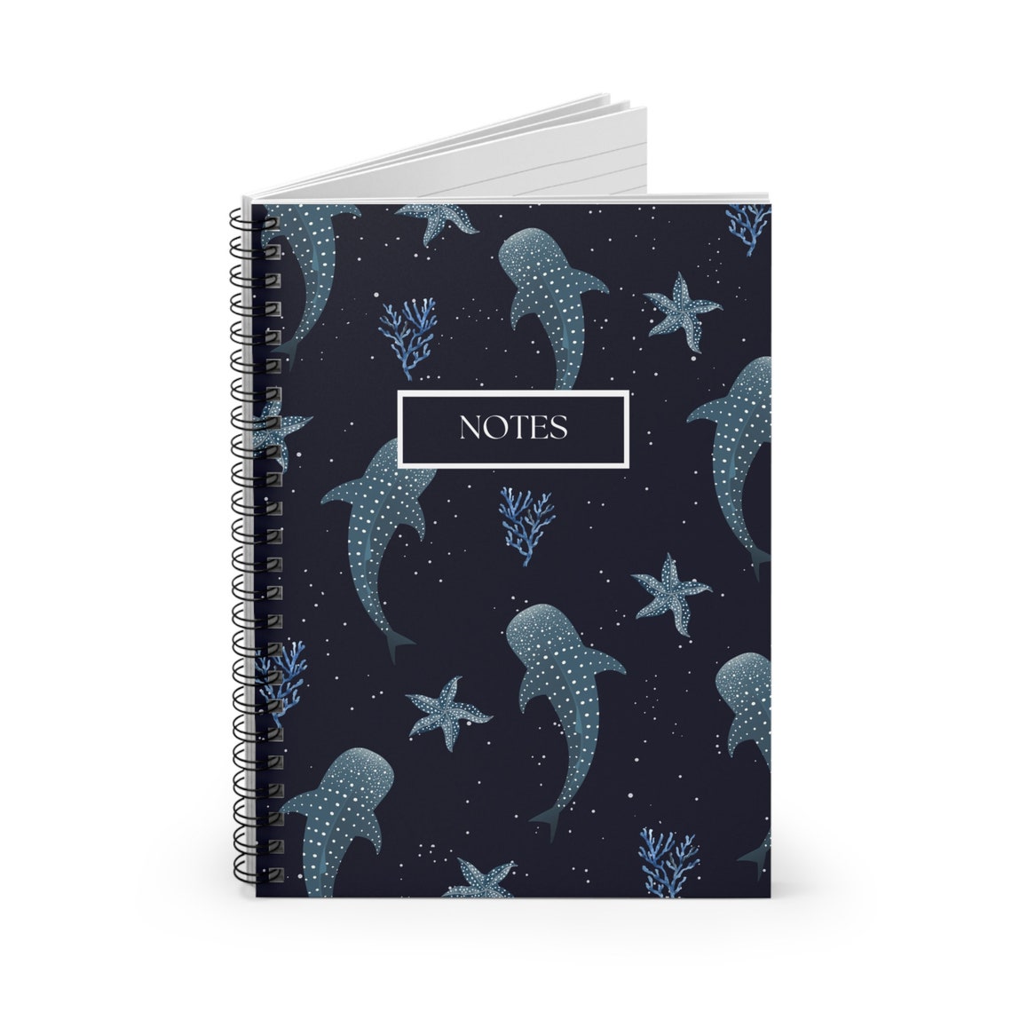 Navy Whale Shark Spiral Notebook | Journal | Ruled Line Paper | School ...