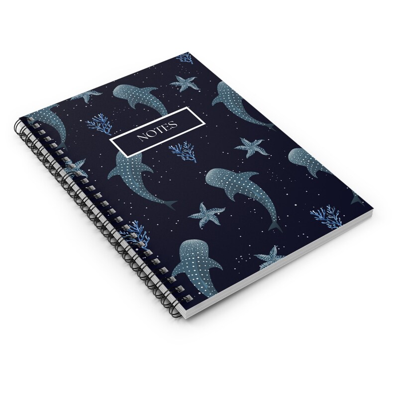 Navy Whale Shark Spiral Notebook | Journal | Ruled Line Paper | School ...