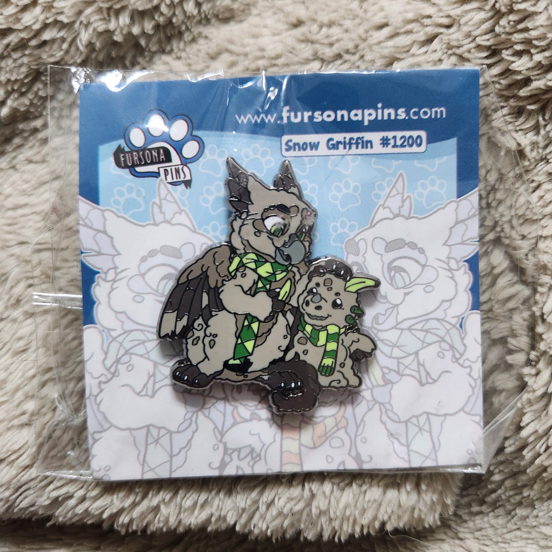 Fursona Pins Snow Griffin Enamel Pin - Etsy