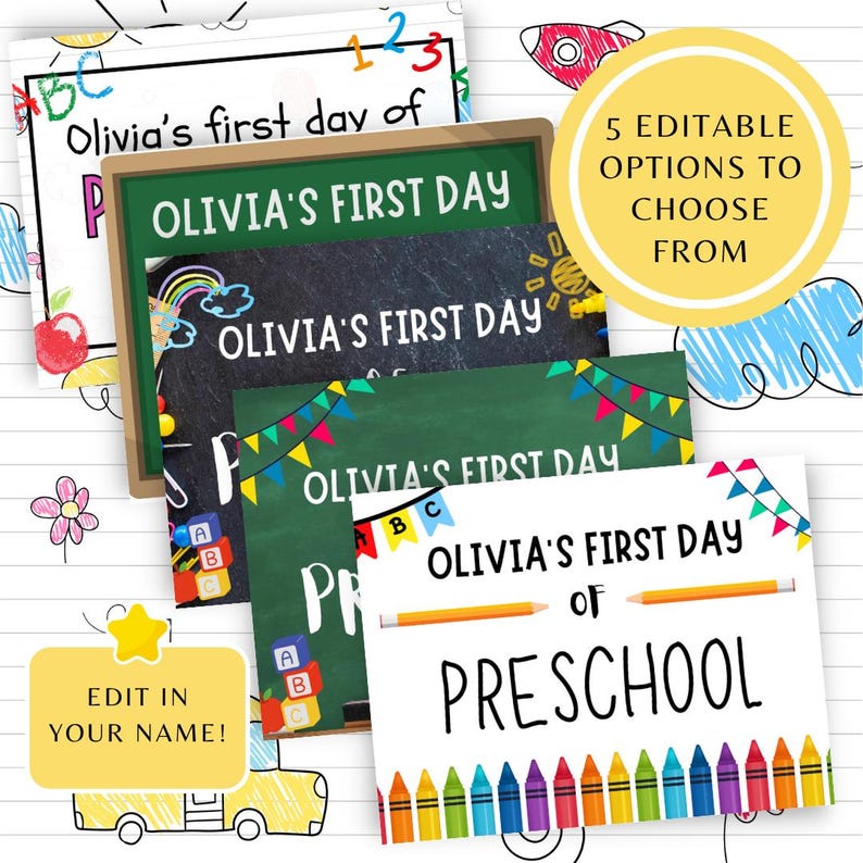 First Day of School Signs Printable | Editable Back to School Signs ...