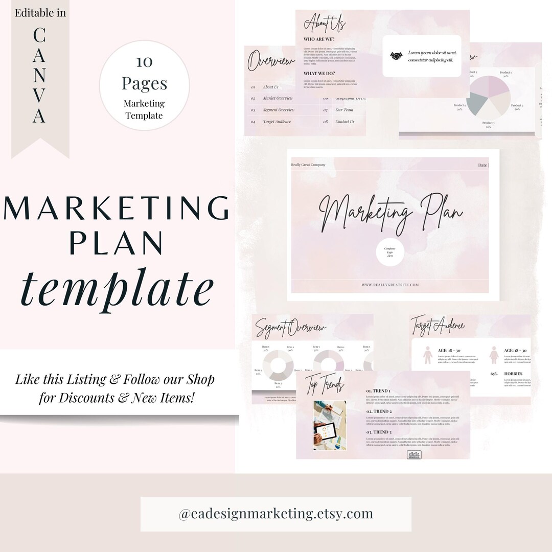Editable Marketing Plan Template: 10-page Business Presentation (canva ...