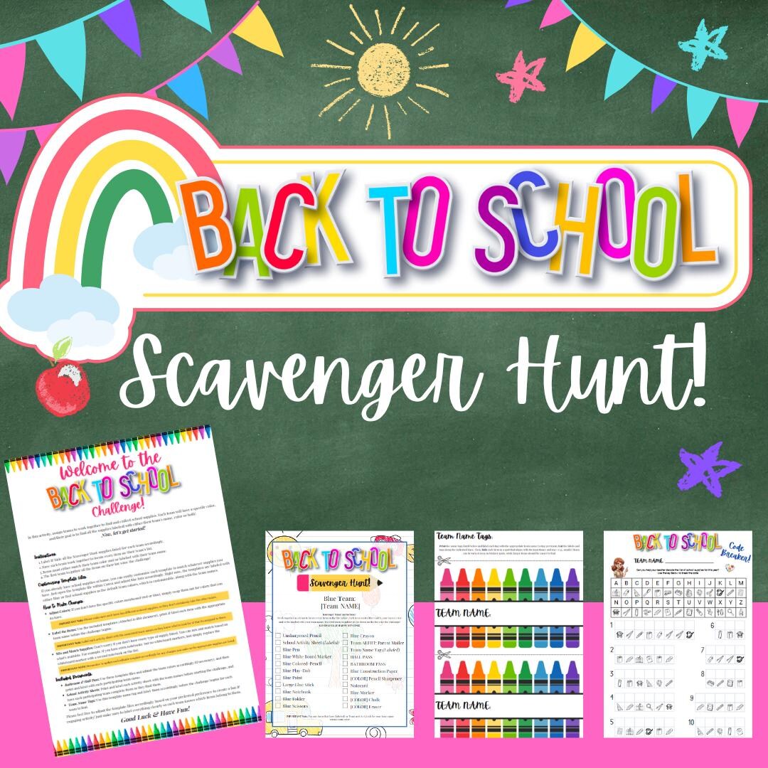 Kids Back to School Scavenger Hunt | Printable Back to School Scavenger ...