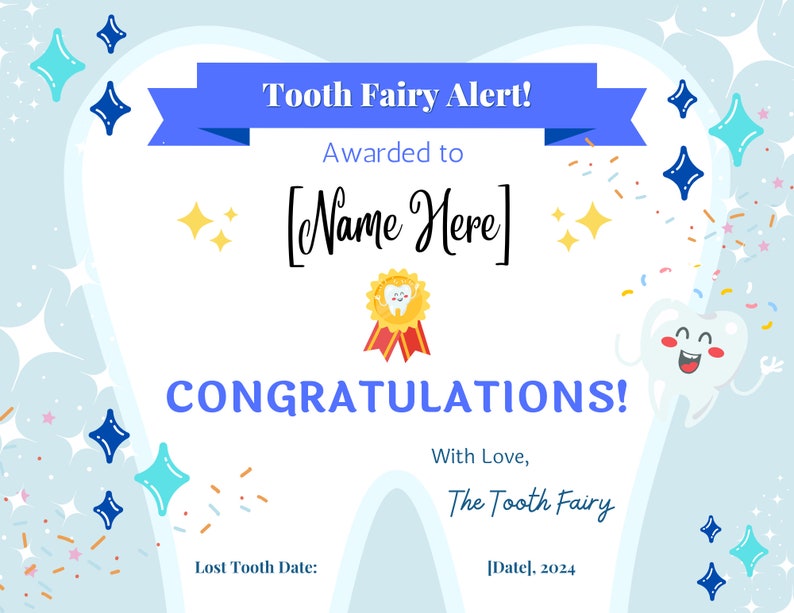 Editable Tooth Fairy Certificate | Printable Tooth Fairy Certificates ...