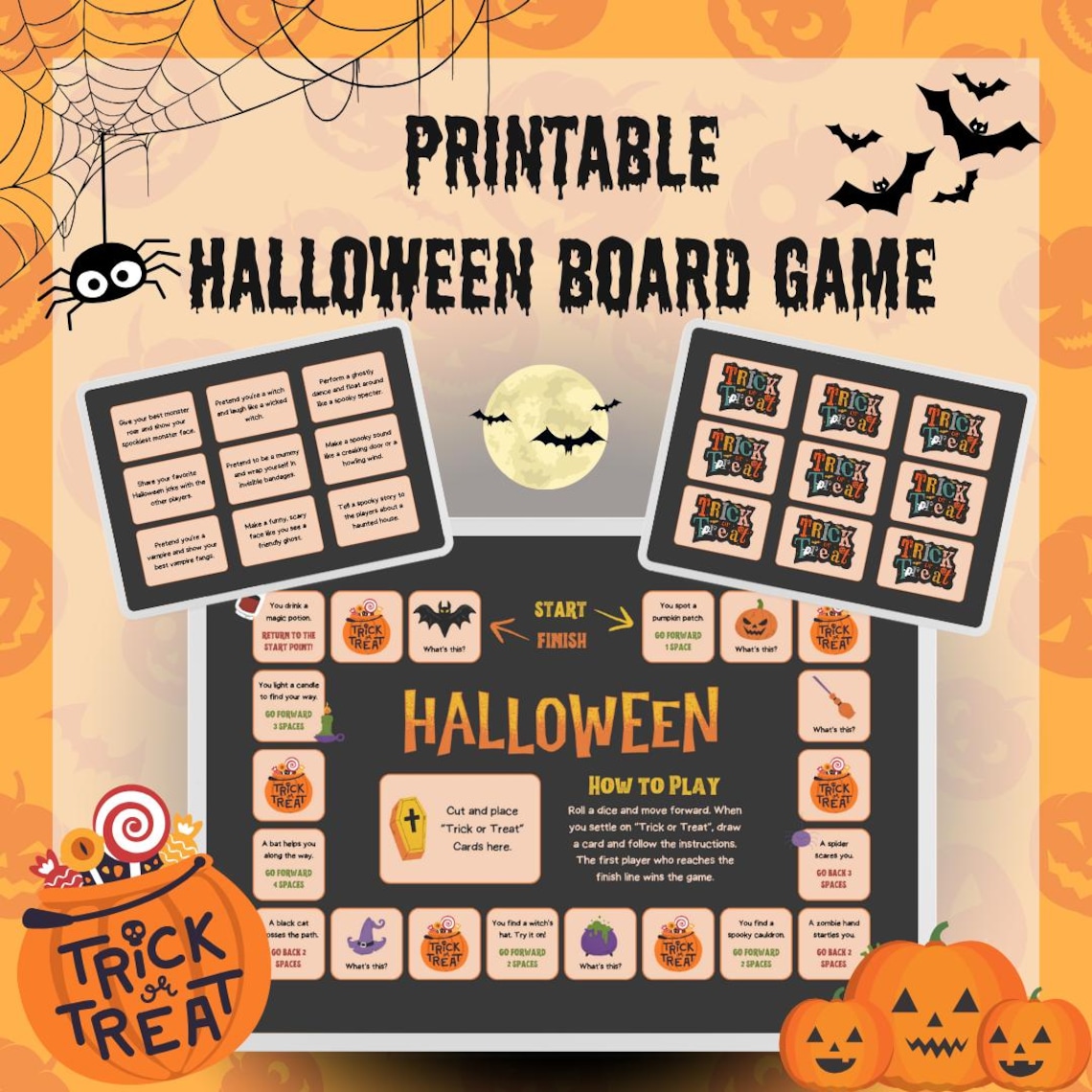 Kids Halloween Board Game | Printable Halloween Board Game | Kids ...