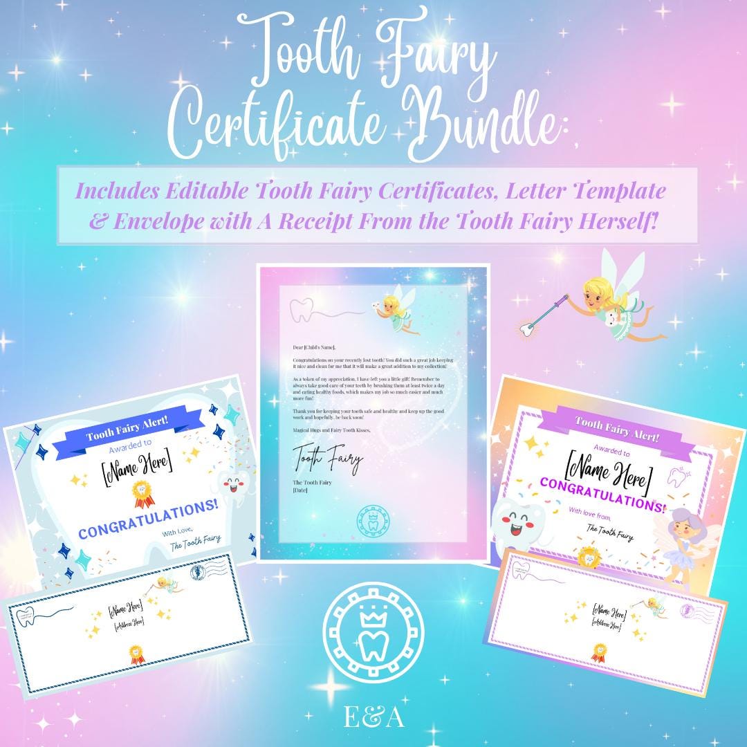 Editable Tooth Fairy Letter | Customized Tooth Fairy Certificate Bundle ...