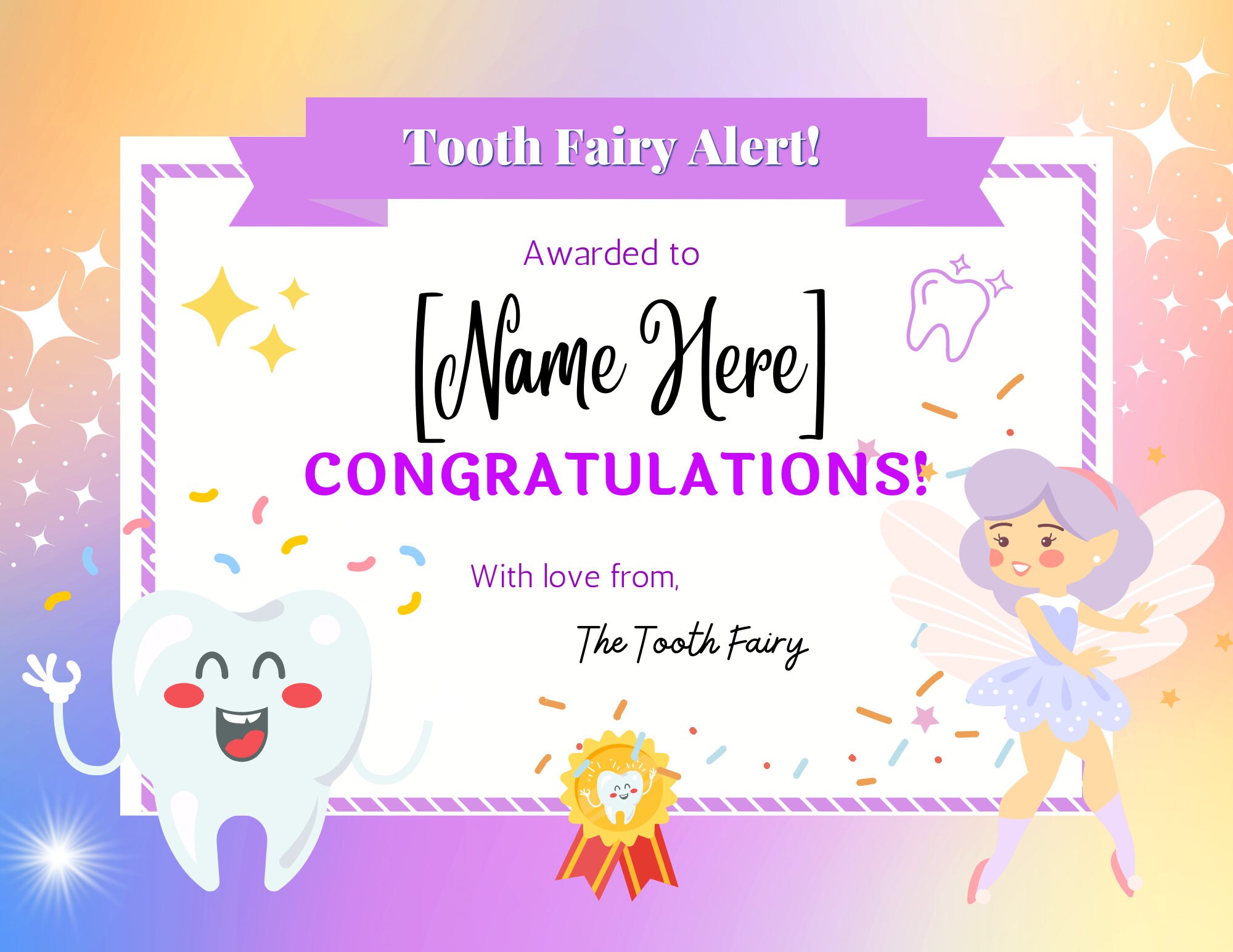 Editable Tooth Fairy Certificate | Printable Tooth Fairy Certificates ...