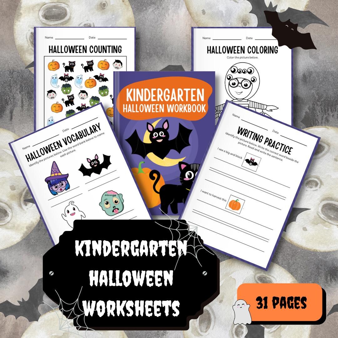 Kindergarten Halloween Workbook | Halloween Activities for Kids - Etsy