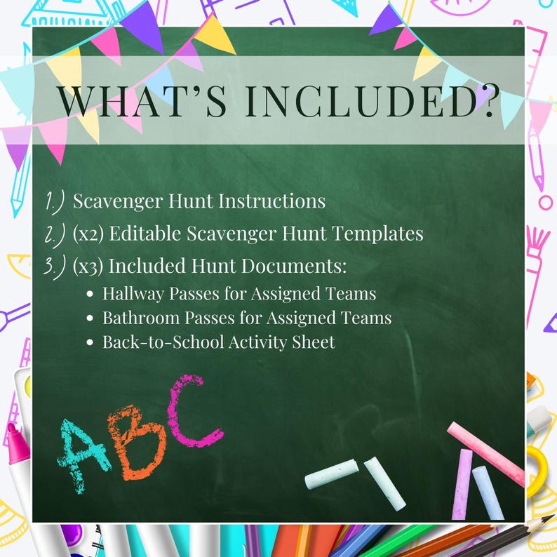 Kids Back to School Scavenger Hunt | Printable Back to School Scavenger ...