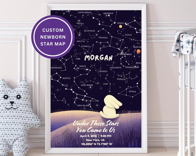 BIRTH STAR MAP, Sky Above, Birth Poster, Custom Night Sky Poster ...
