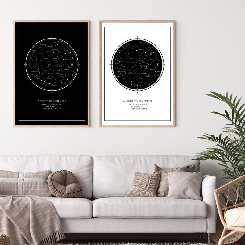 Personalized Star Map Print | Custom Night Sky Poster | Minimalist ...