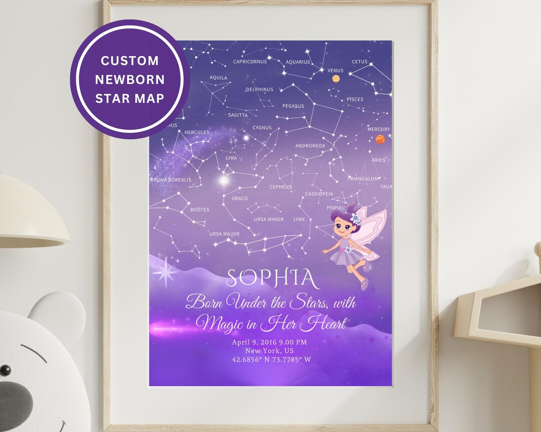 Custom Newborn Baby Star Map | Personalized Night Sky Birth Poster ...
