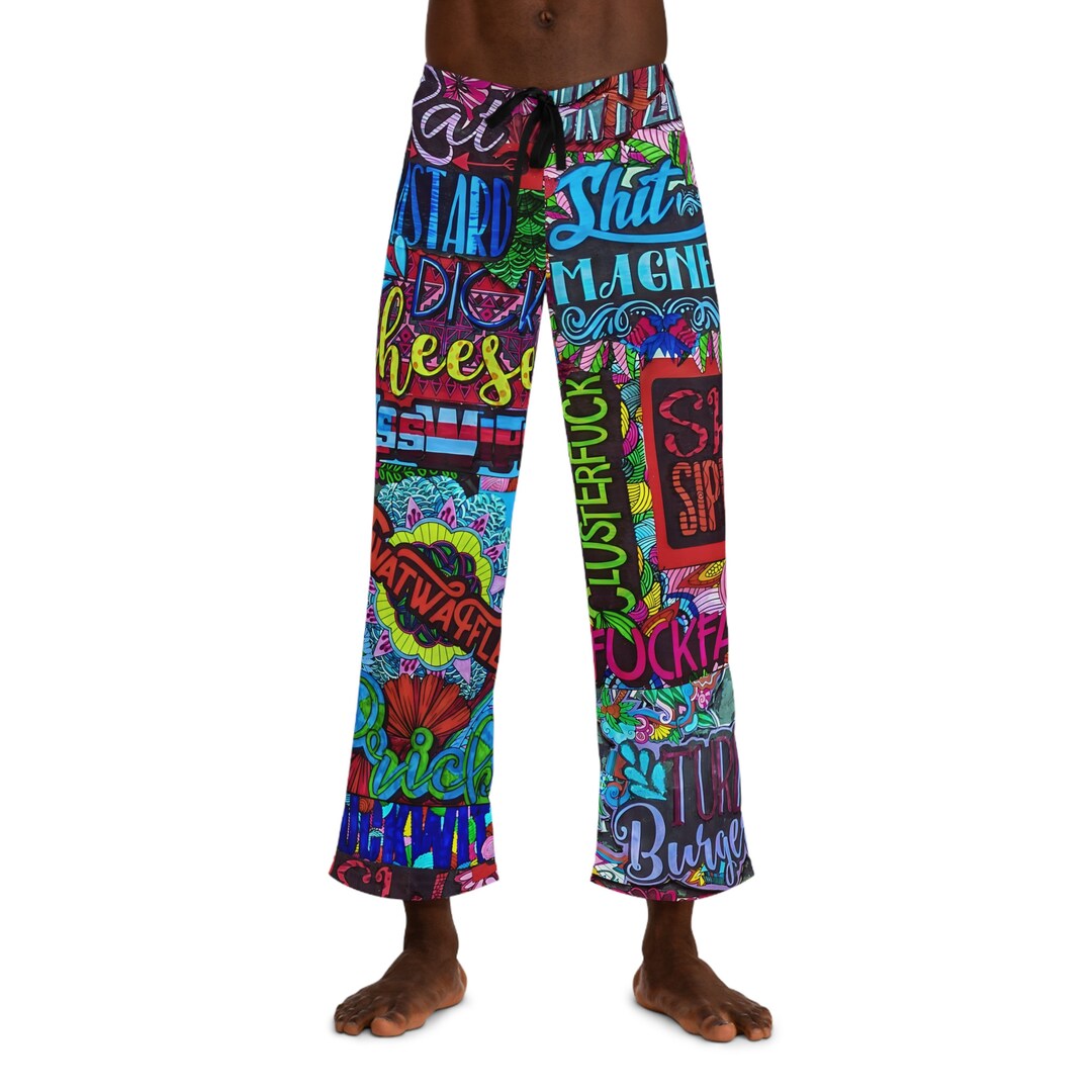 Men's Pajama Pants AOP Rat Bastard Design, Sizes XS 2XL, Swear Word ...