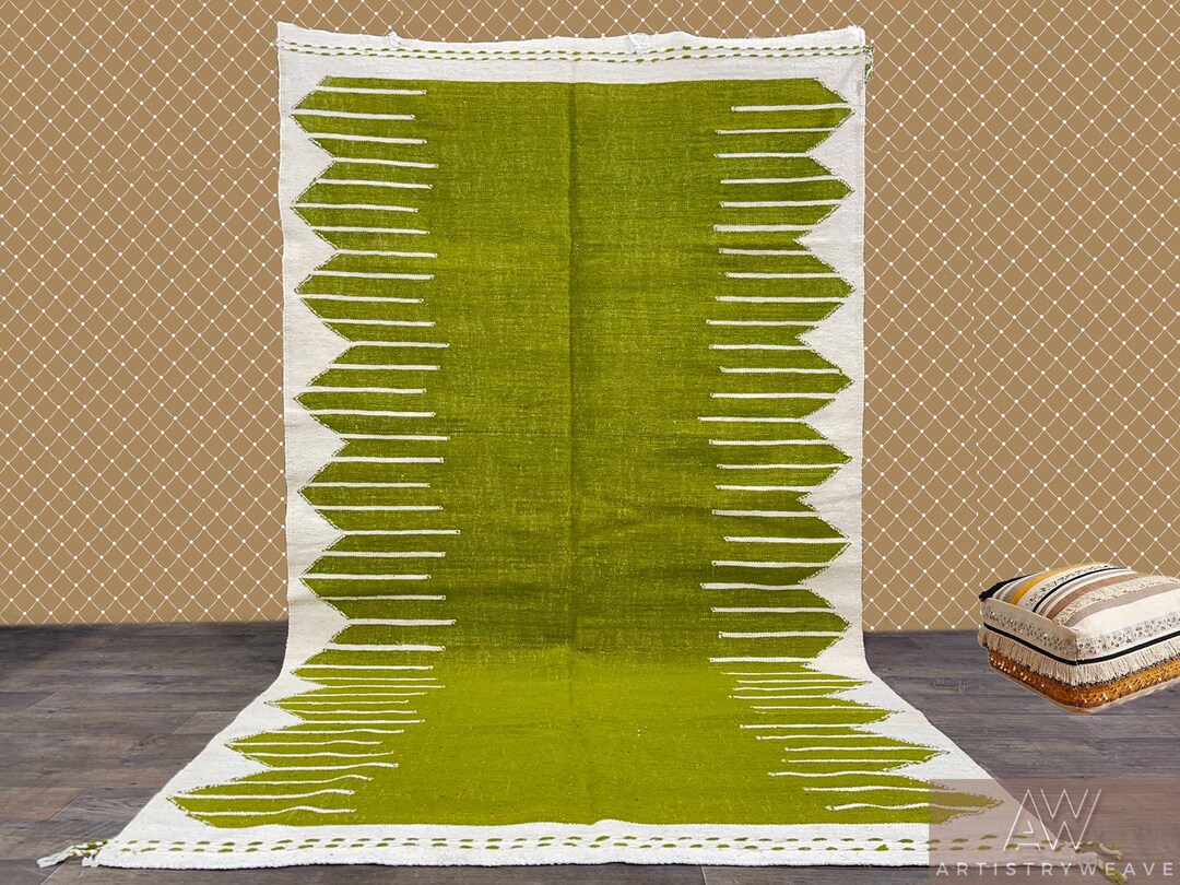Beautiful Olive Green Kilim Rug, Living Room Rug, Moroccan Wool Rug ...