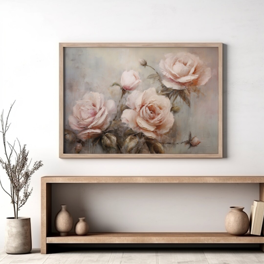 Vintage Blush Roses, Antique Colors, Moody, Cottagecore, Digital Art ...