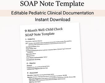 9-month Well-child Check SOAP Note Template for Nurse Practitioner ...