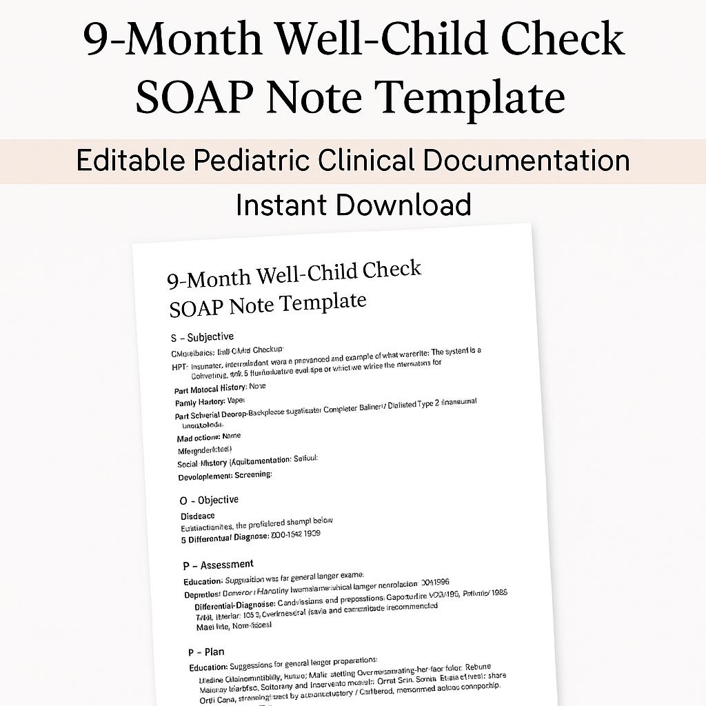 9-month Well-child Check SOAP Note Template for Nurse Practitioner ...