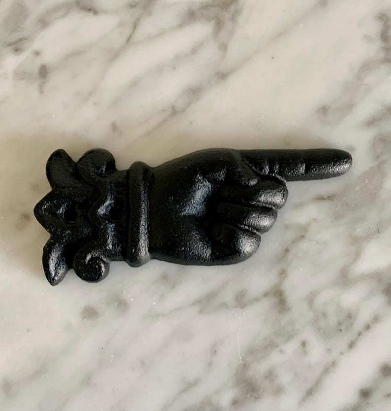 Antique Style Black Cast Iron Pointing Finger Wall Plaque . This Way ...