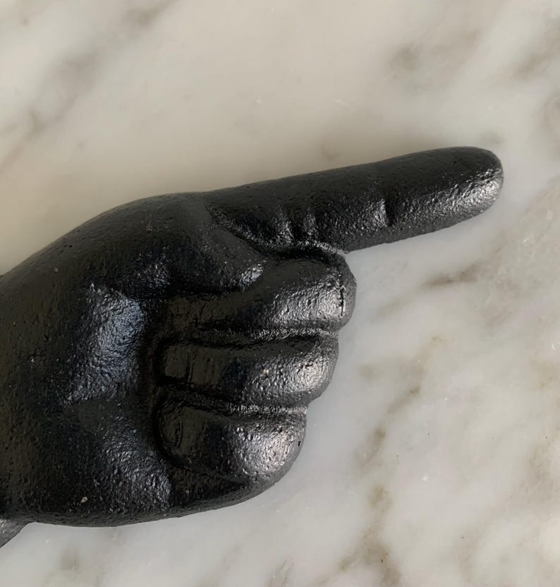 Antique Style Black Cast Iron Pointing Finger Wall Plaque . This Way ...