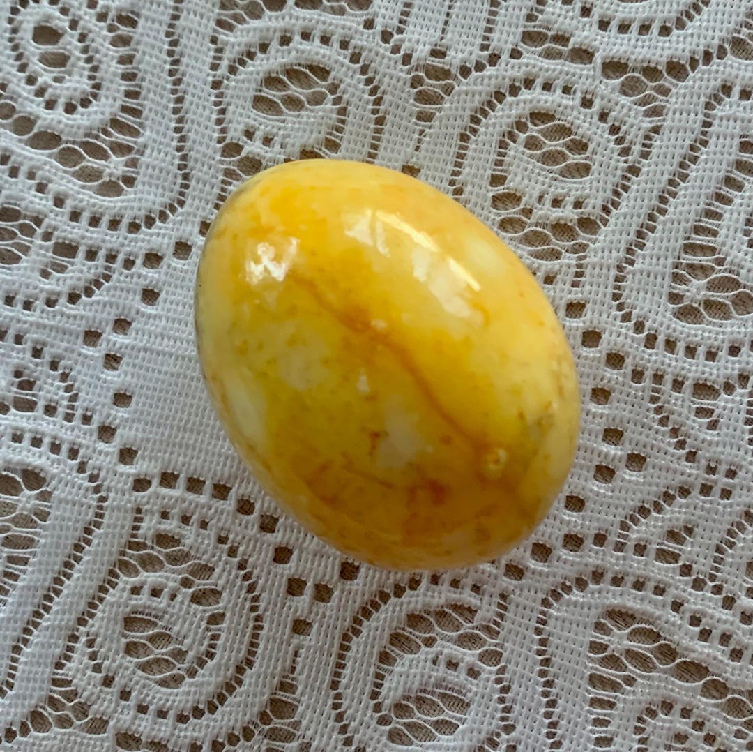 Vintage Alabaster Marble Stone Lemon Yellow Streaked Egg . Home Decor ...