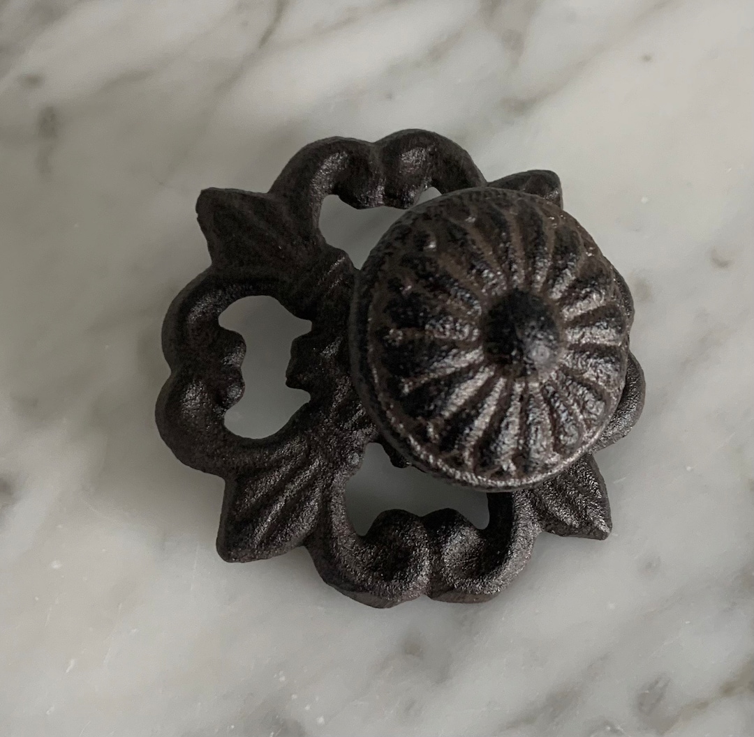 Antique Style Cast Iron Knob With Backplate Drawer Door Pull . DIY ...