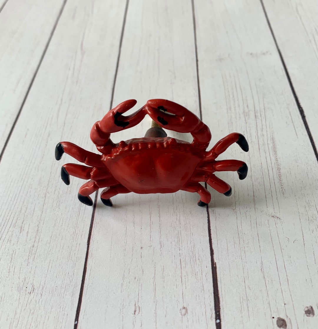 Red Crab Ocean Beach Door Drawer Knob/ Craft Supply Furniture Cabinet Cupboard Dresser Nautical ...