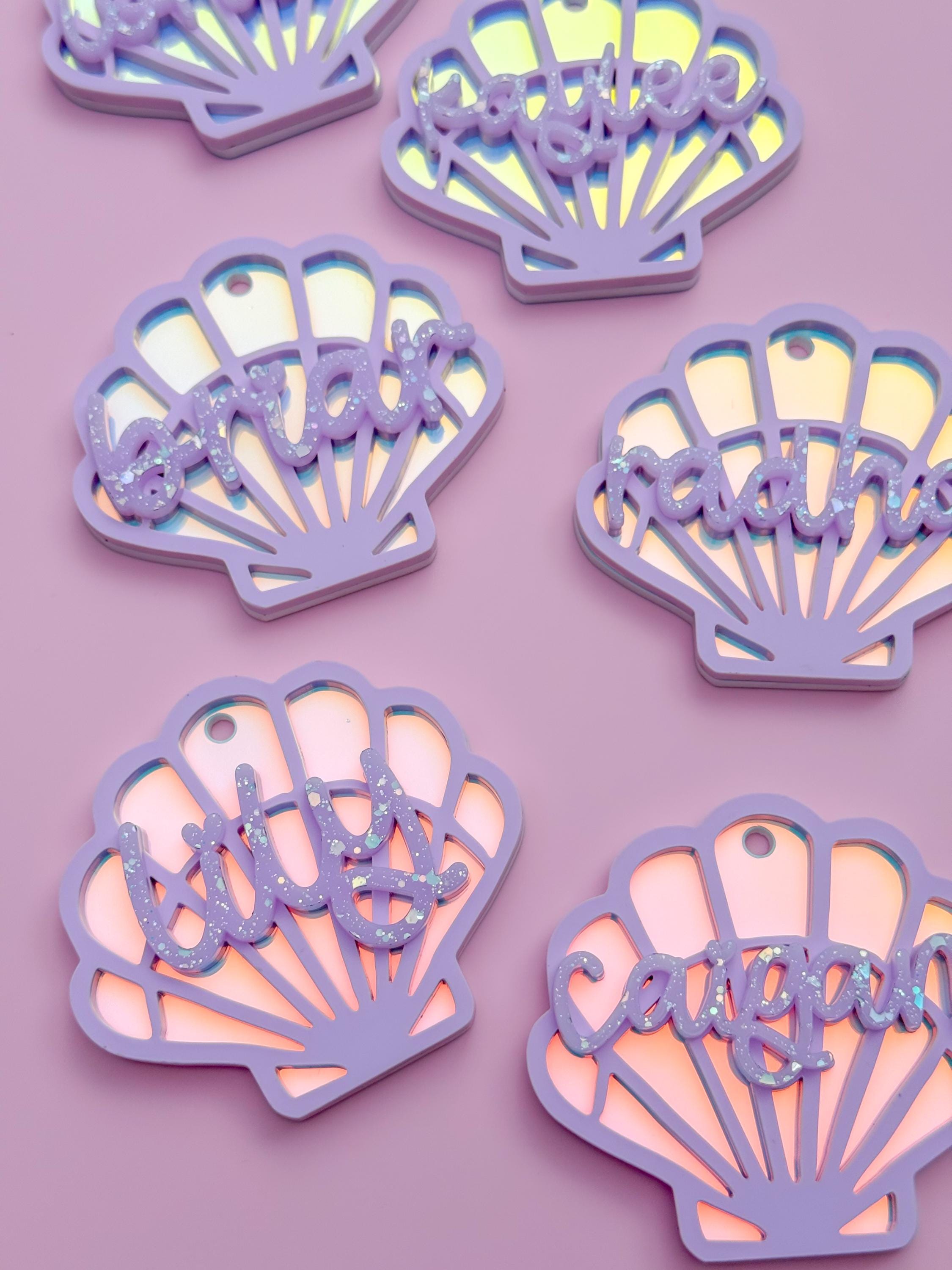 Mermaid Sea Shell Backpack Keychain Name Tag | Acrylic Name Keychain ...