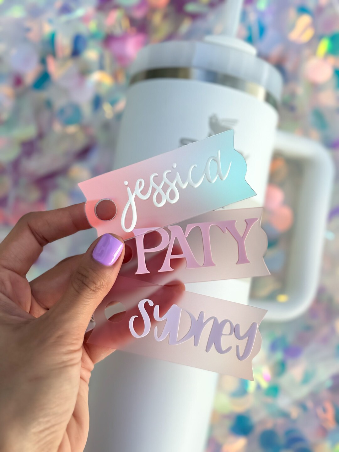 Tumbler Lid Name Tag Toppers Personalized Acrylic Name Plate for Lid ...