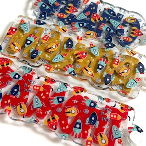 Rocket Ship Outer Space Backpack Name Tag | Acrylic Keychain ...