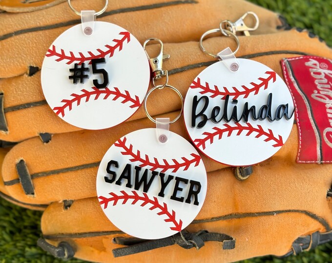 Baseball Bagtag Keychain Acrylic Backpack Name Tag Baseball is Life ...