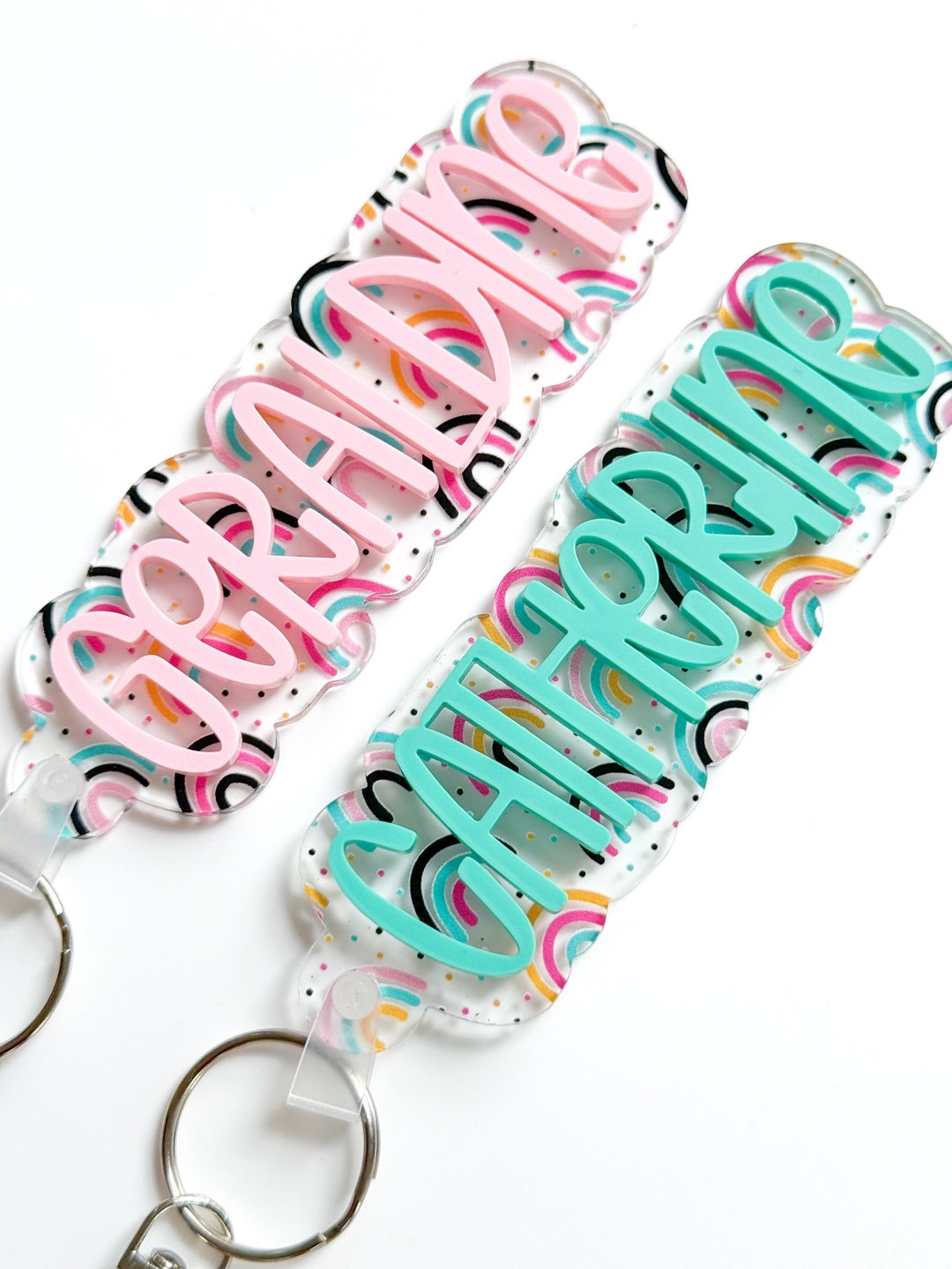 Rainbow Backpack Name Tag | Acrylic Keychain | Personalized Acrylic ...