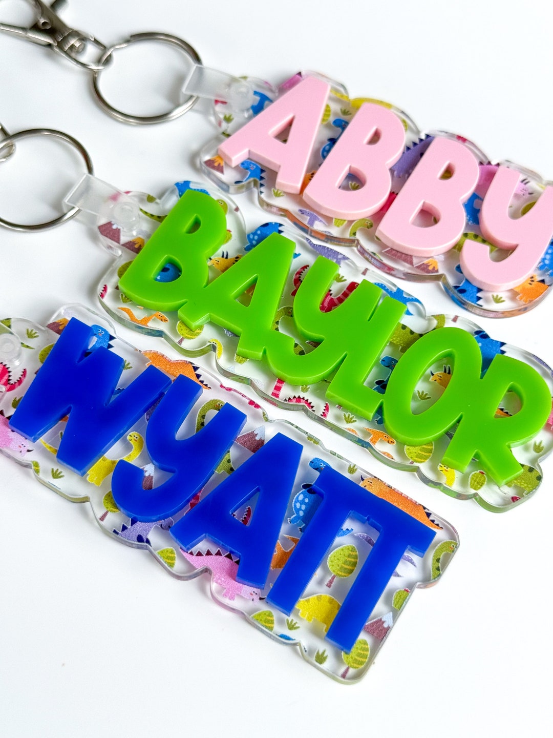 Dinosaur Backpack Name Tag | Acrylic Keychain | Personalized Acrylic ...
