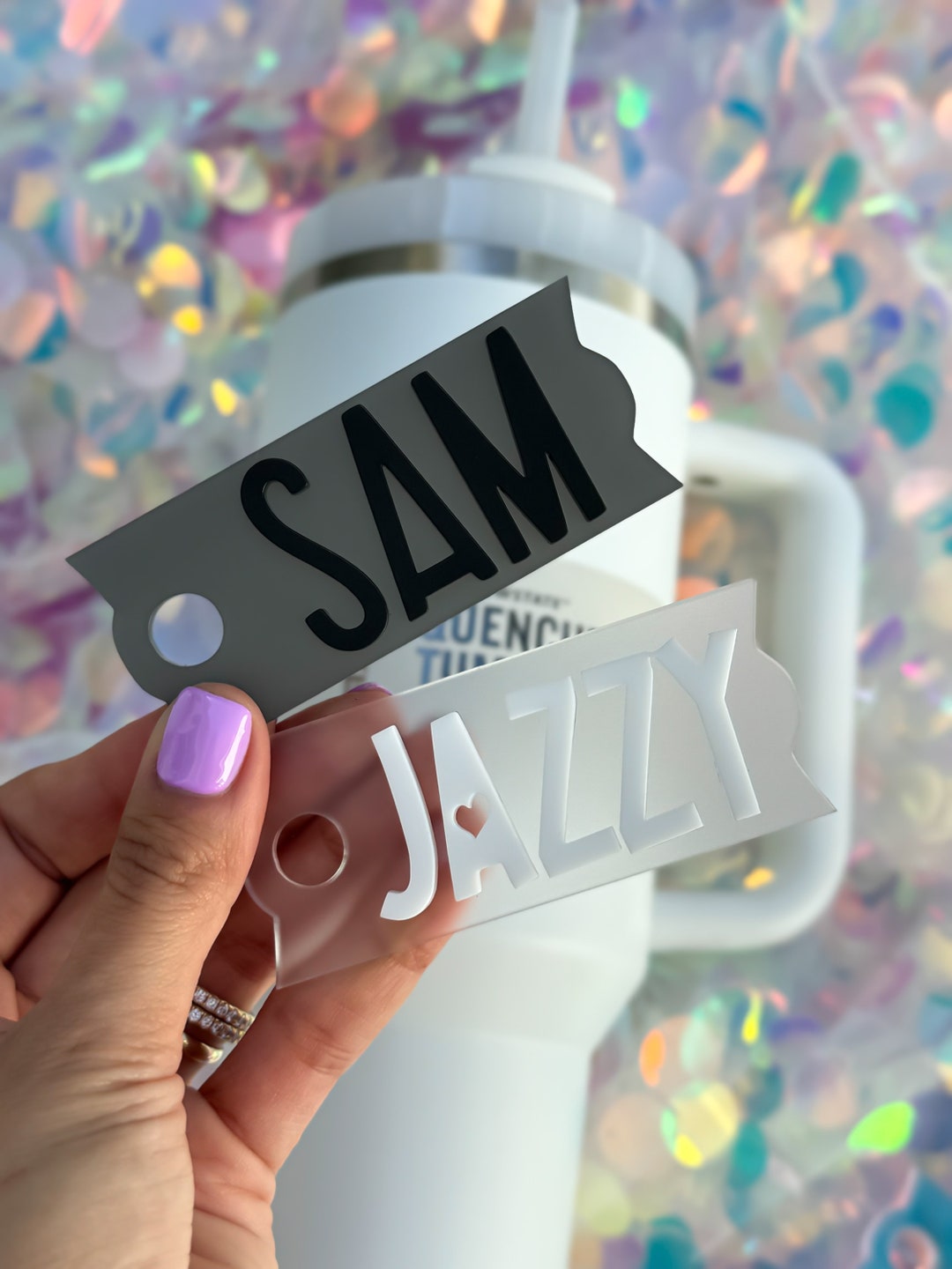 Tumbler Lid Name Tag Toppers Personalized Acrylic Name Plate for Lid ...