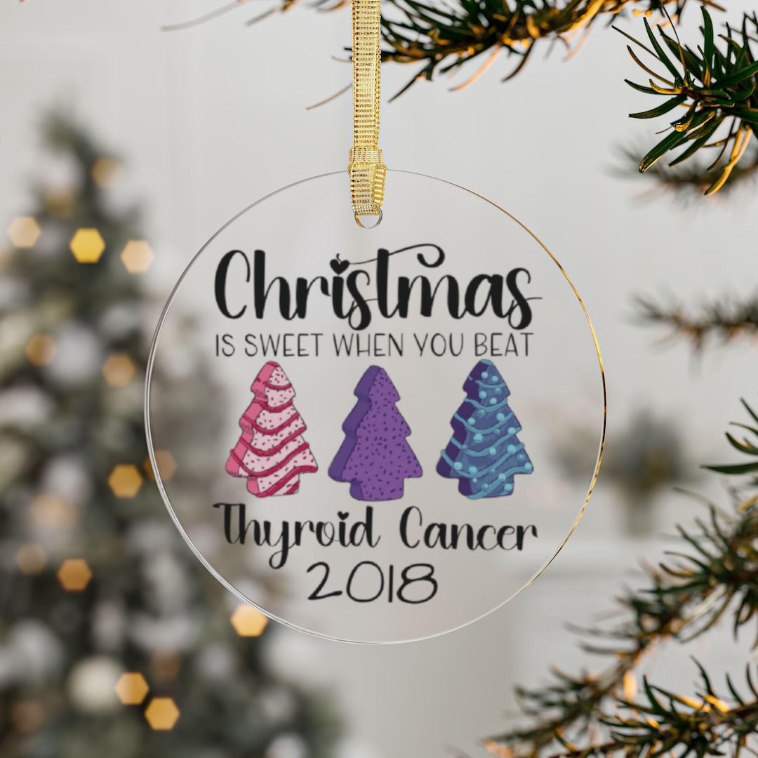 Custom Thyroid Cancer Christmas Ornament, Personalized Cancer Free Date ...
