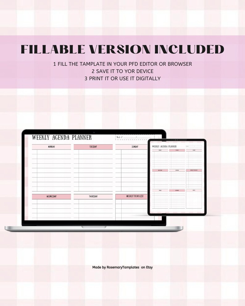 Cute Weekly Planner Printable, Weekly Task List Template, Weekly to Do ...