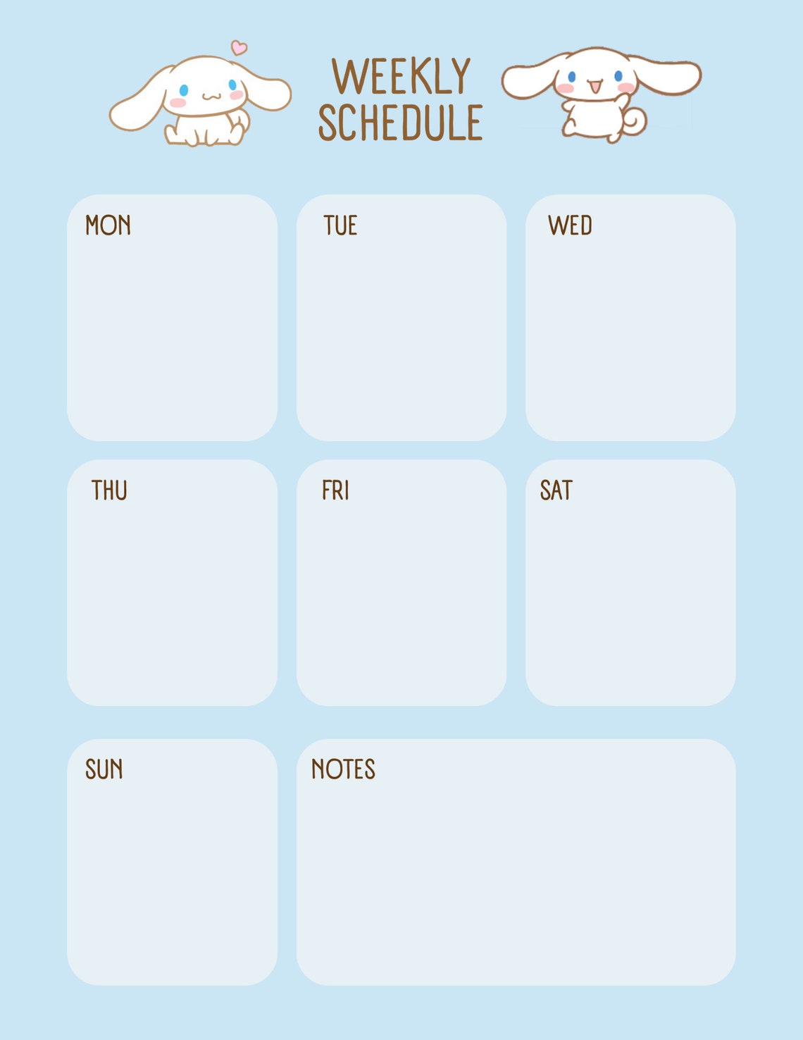 S-anrio Weekly Schedule Printable Weekly Schedule Page Digital and ...