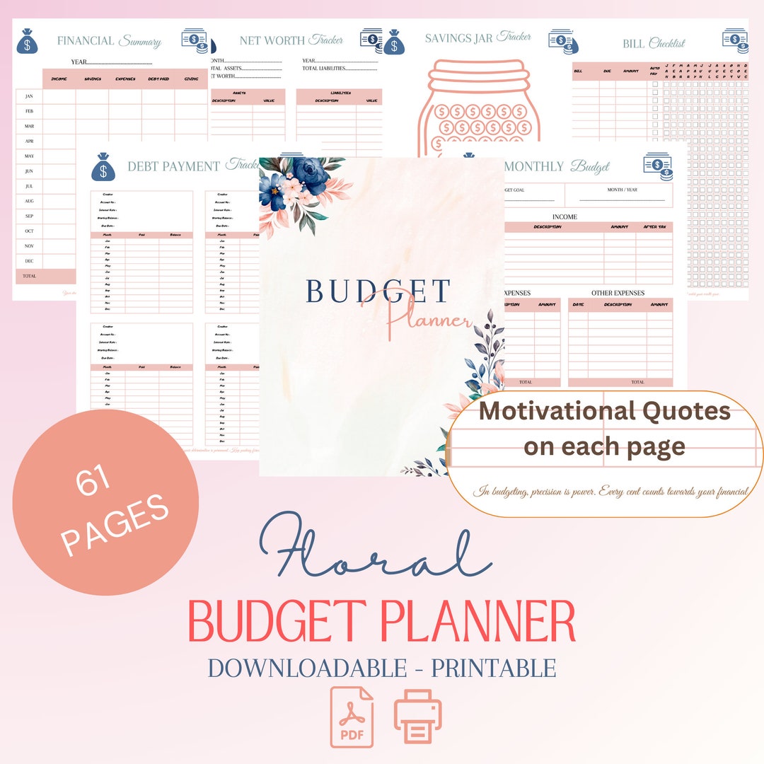 Printable Floral Budget Planner: Download Your Personal Finance ...